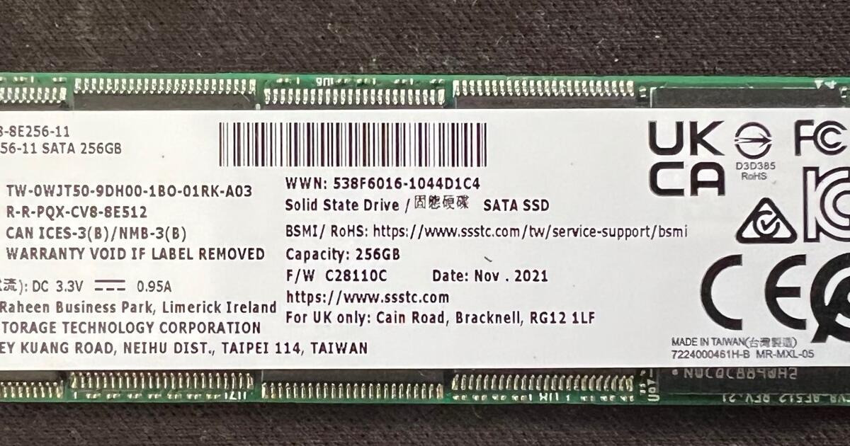 0WJT50 Dell SSSTC CV8-8E256-11 256GB PCIe Gen3x4 NVMe M.2 2280 SSSTC ...